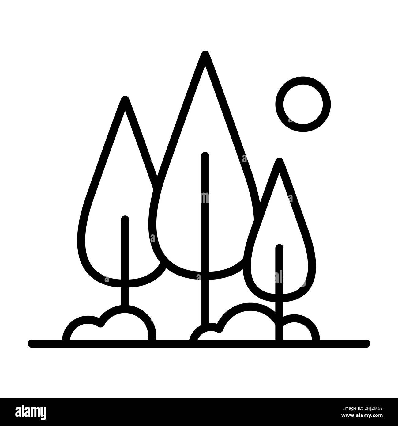 Nature landscape flat icon. Pictogram for web. Line stroke. Isolated on ...