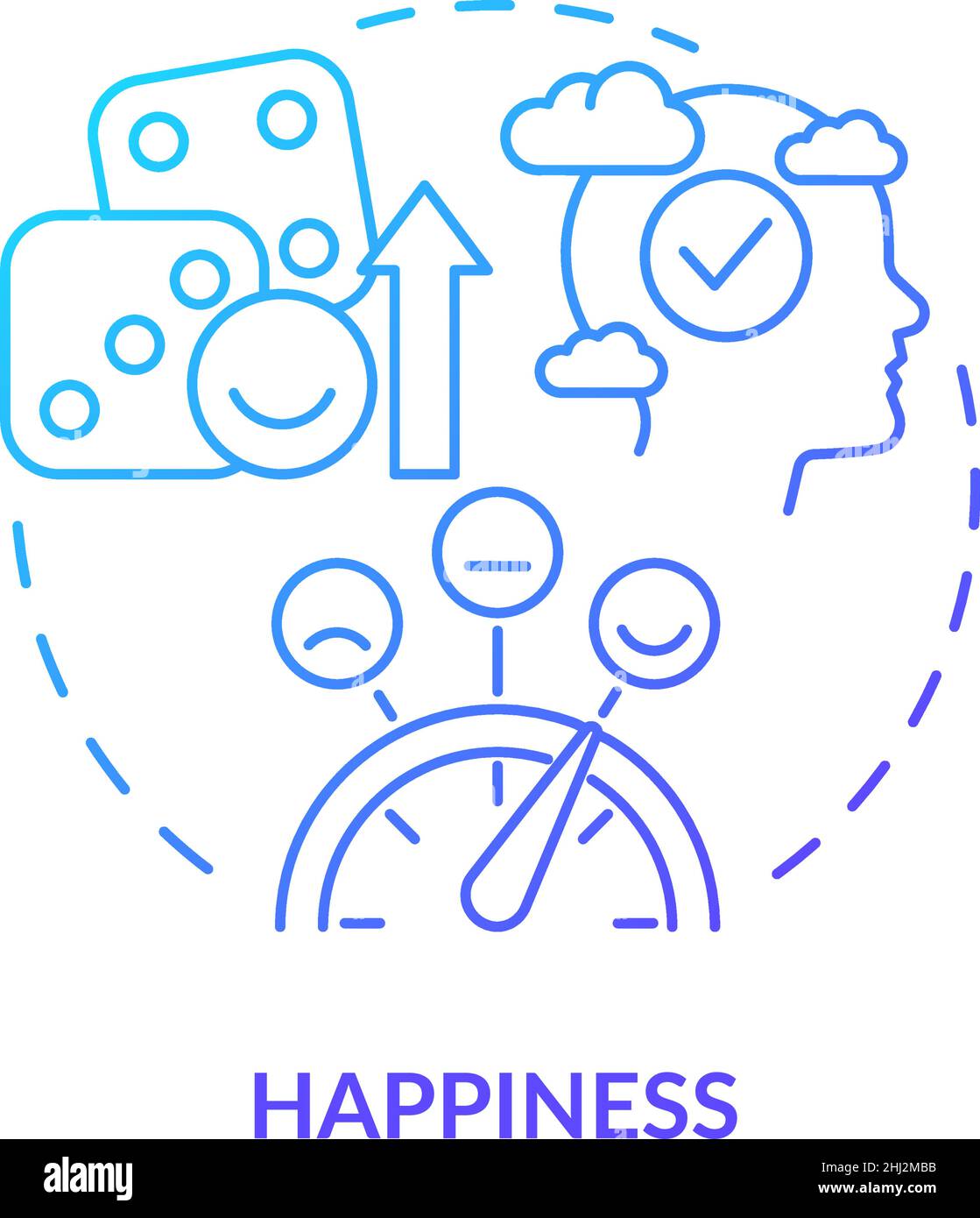 Happiness blue gradient concept icon Stock Vector Image & Art - Alamy