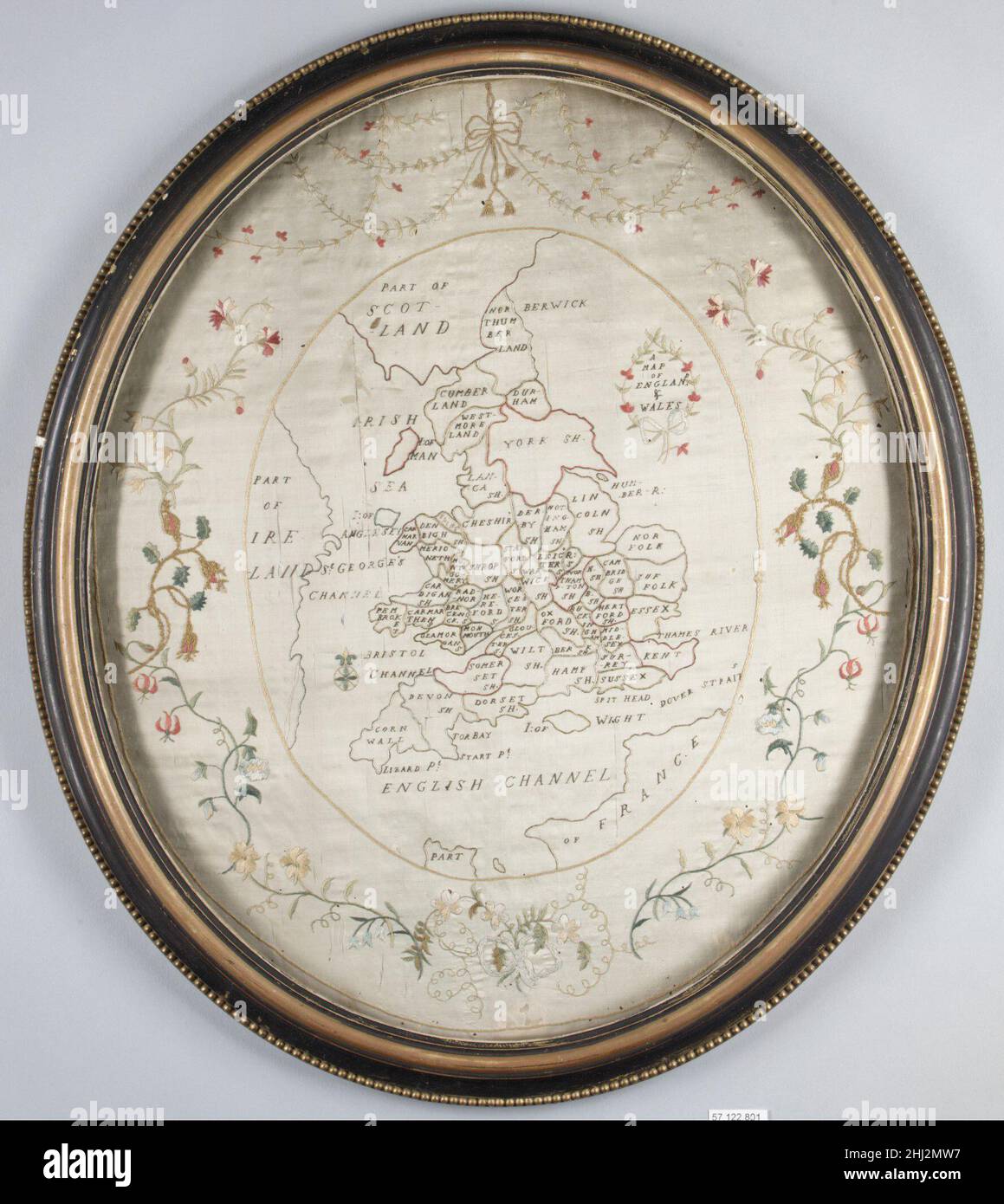 Embroidered map sampler late 18th–early 19th century British Working an ...