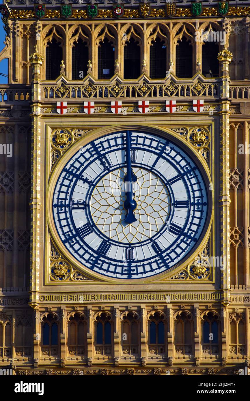 London, UK. 26th Jan, 2022. Recently revealed Big Ben in bright ...