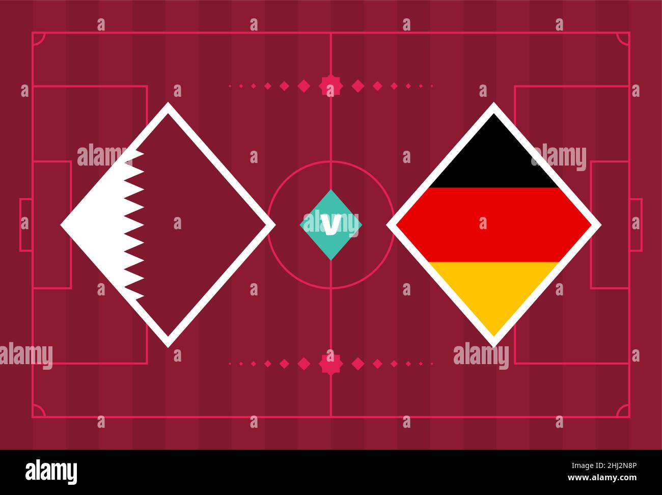Qatar vs Germany match. Playoff Football championship match versus ...