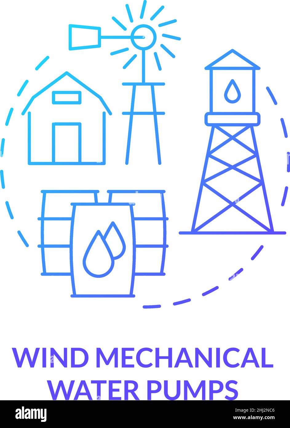 Wind mechanical water pumps blue gradient concept icon Stock Vector ...