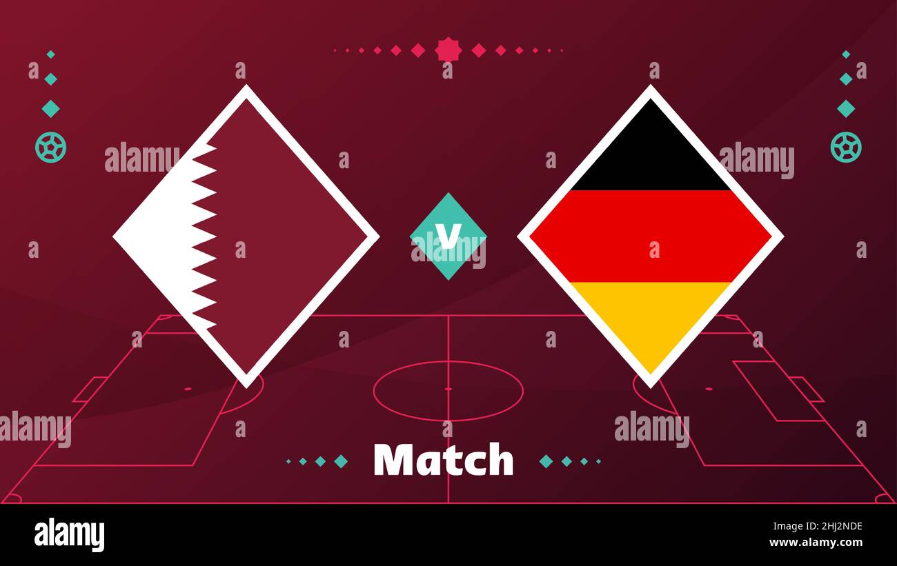 Qatar vs Germany match. Playoff Football championship match versus ...