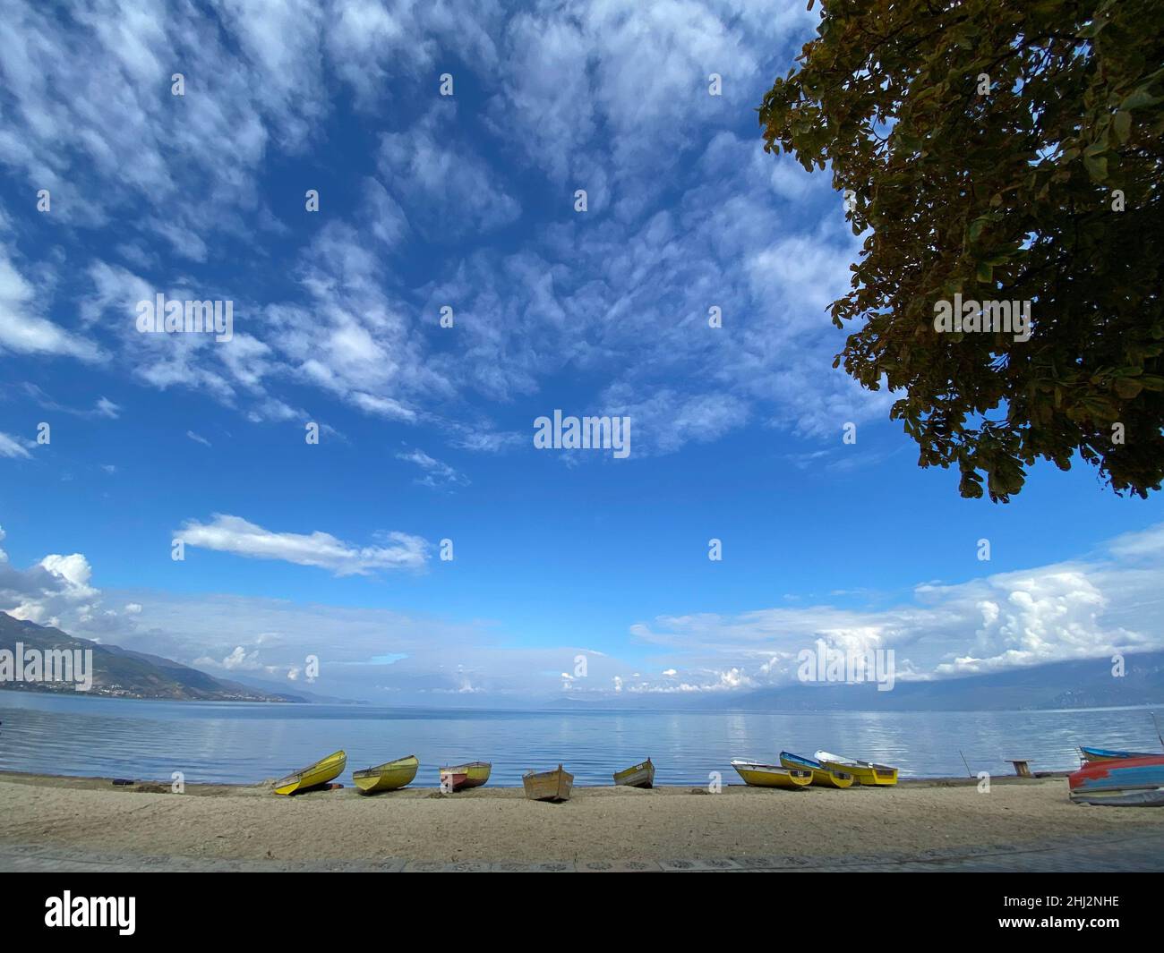 Fishing boat at Pogradec, Lake Ohrid. Visit Albania Stock Photo - Alamy