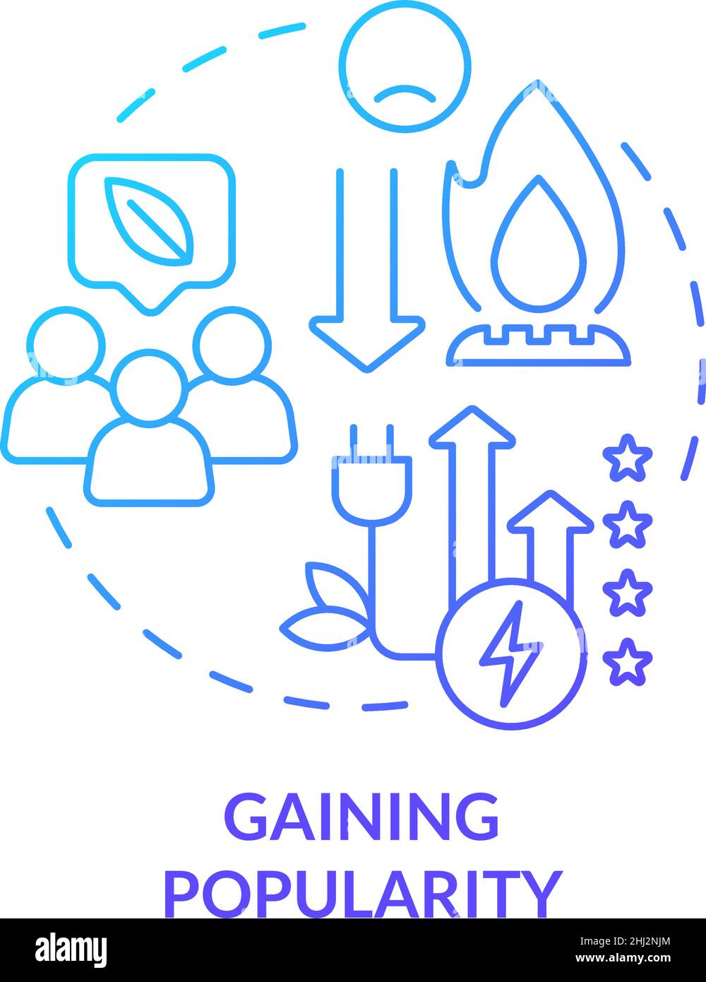 Gaining popularity blue gradient concept icon Stock Vector Image & Art ...