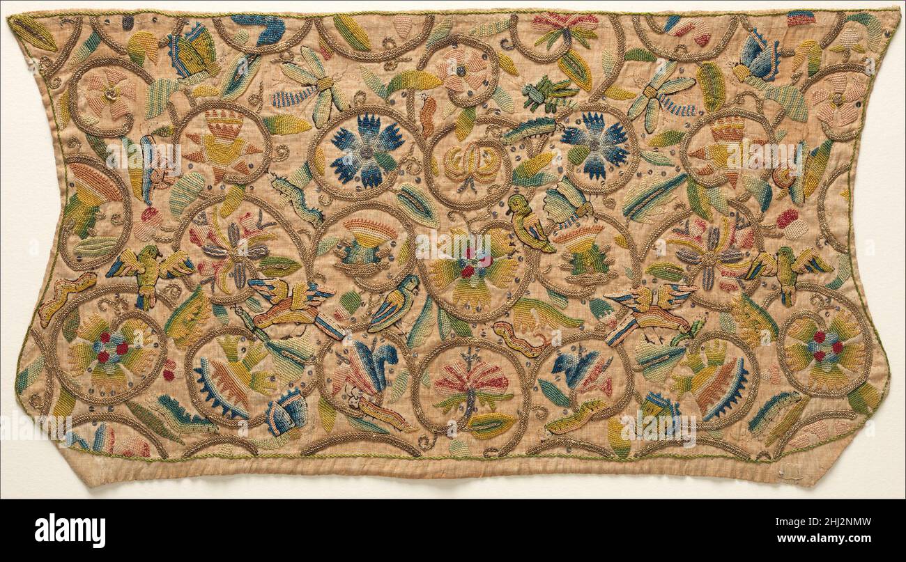 Coif early 17th century British Patterns of scrolling vines, or ...