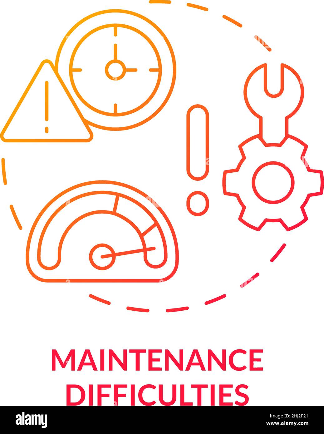 Maintenance difficulties red gradient concept icon Stock Vector Image ...