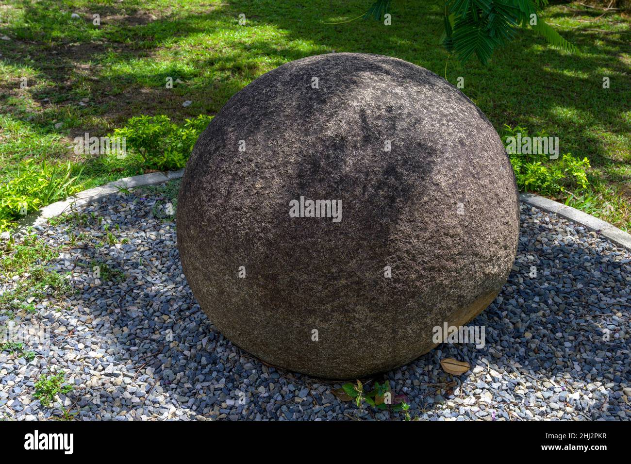 Stone sphere from the pre-Columbian period, Palmar Sur, Osa, Puntarenas ...