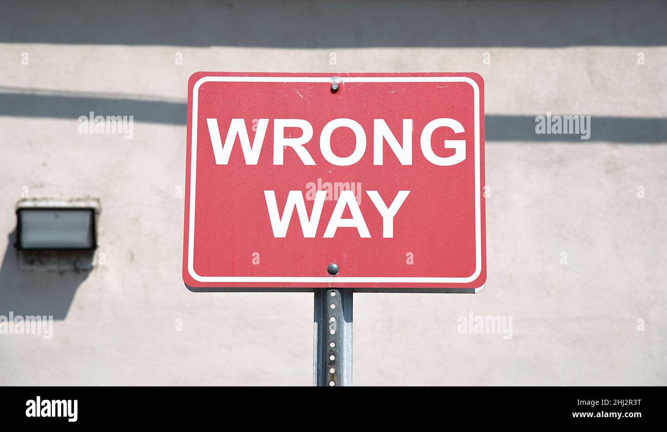 wrong way sign Stock Photo - Alamy
