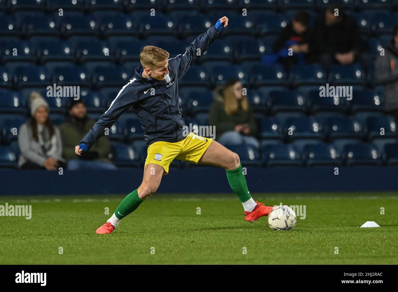 Jack Baxter #30 of Preston North End during the pre-game warmup Stock ...