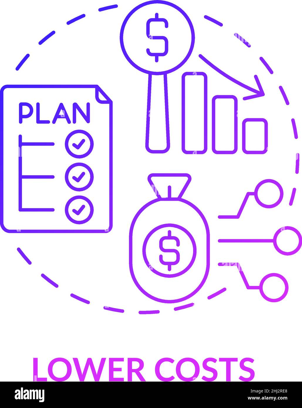 Lower costs purple gradient concept icon Stock Vector Image & Art - Alamy
