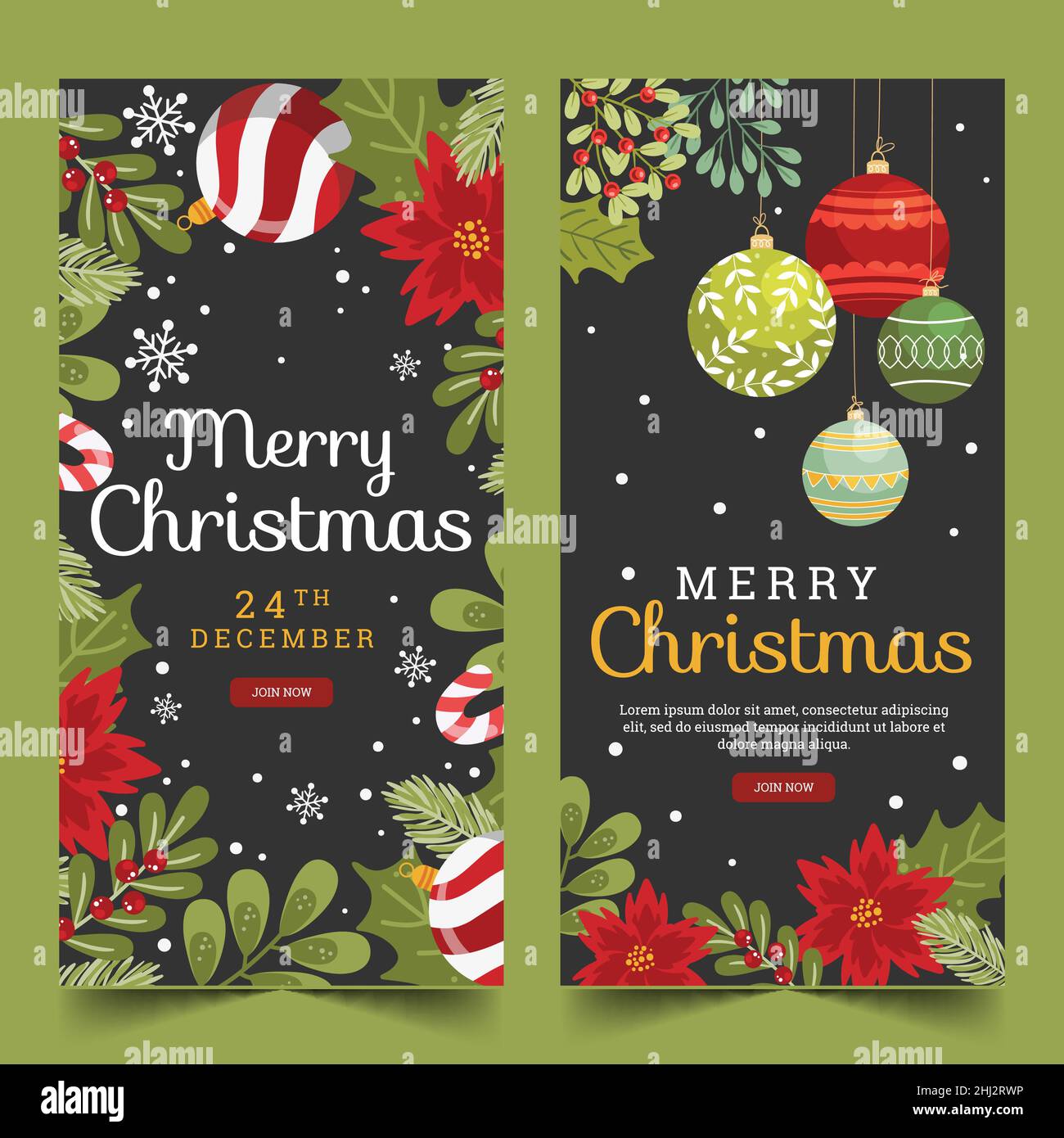 flat christmas vertical banners set abstract design vector illustration ...