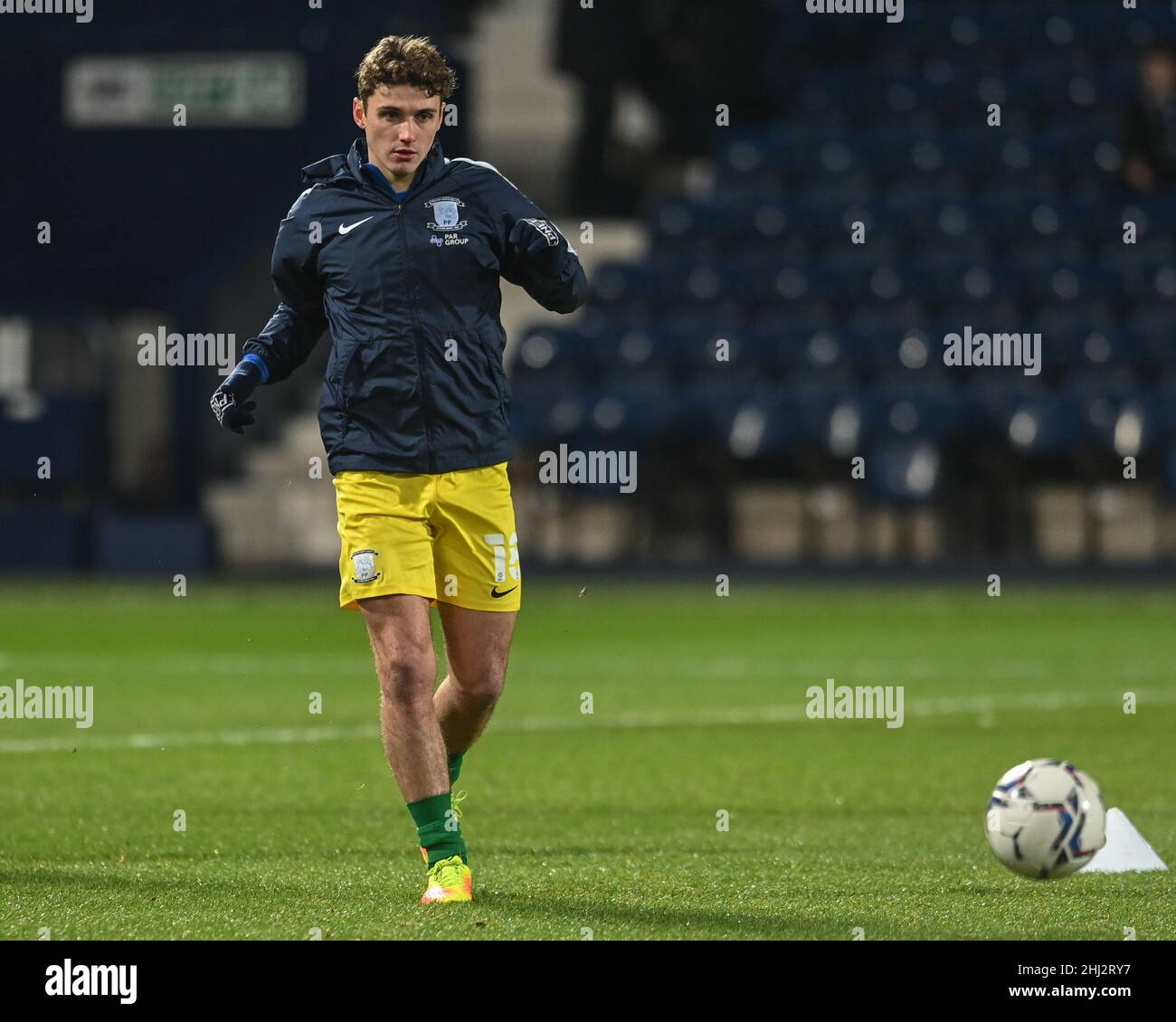 Ryan Ledson #18 of Preston North End during the pre-game warmup Stock ...