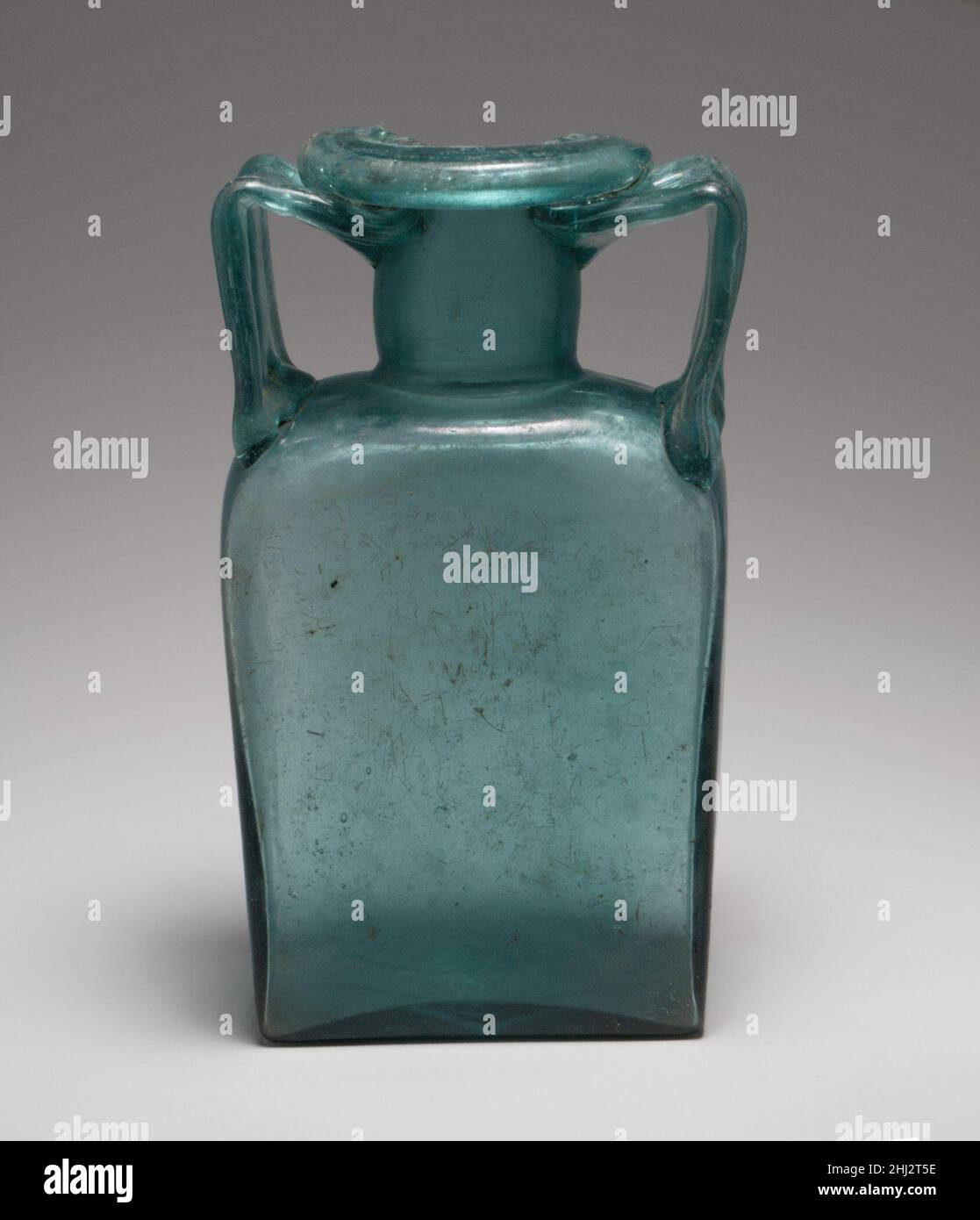 Glass rectangular bottle 2nd–3rd century A.D. Roman Translucent deep ...