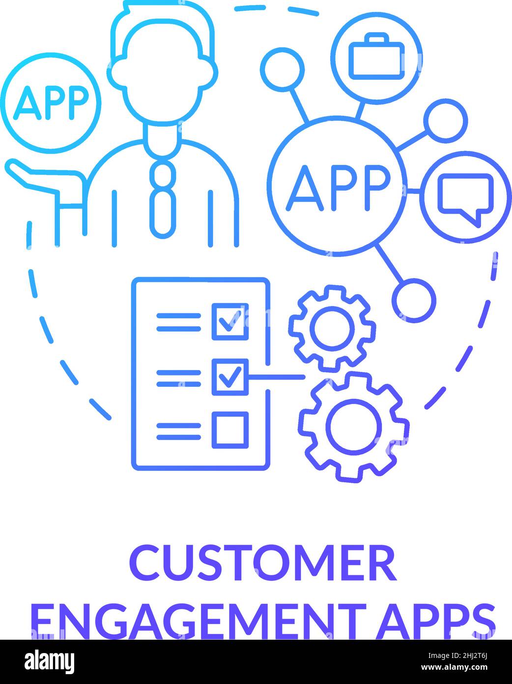 Customer engagement apps blue gradient concept icon Stock Vector Image ...