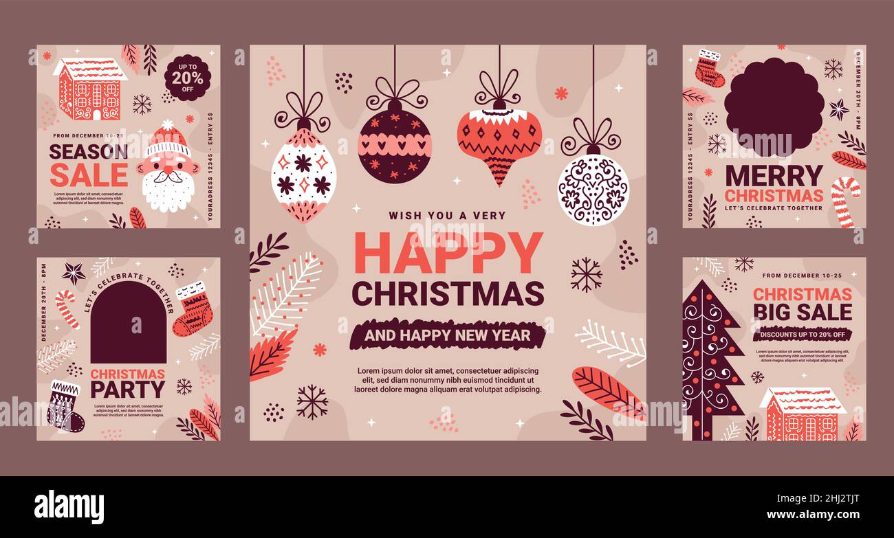 Flat christmas banners collection hi-res stock photography and images ...