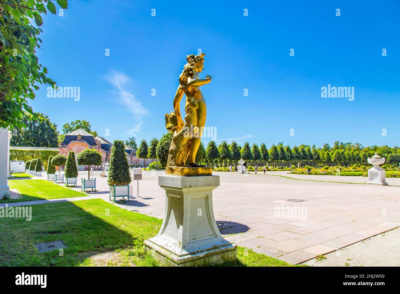 Golden statue of Diana in Schwetzingen Palace Gardens, Baden ...