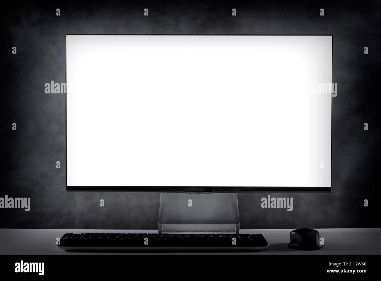 Workplace. Table with a desktop personal computer Stock Photo - Alamy