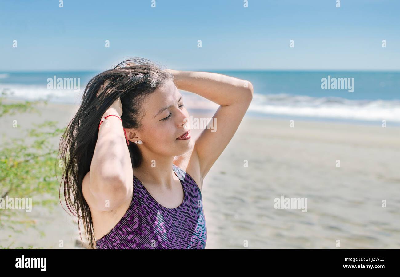 Relaxed girl enjoying life, pretty woman enjoying life, free woman ...