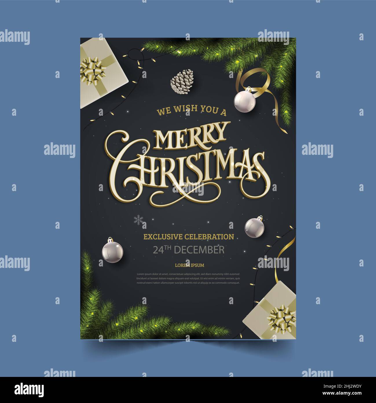 Realistic Christmas Greeting Card Template Abstract Design Vector