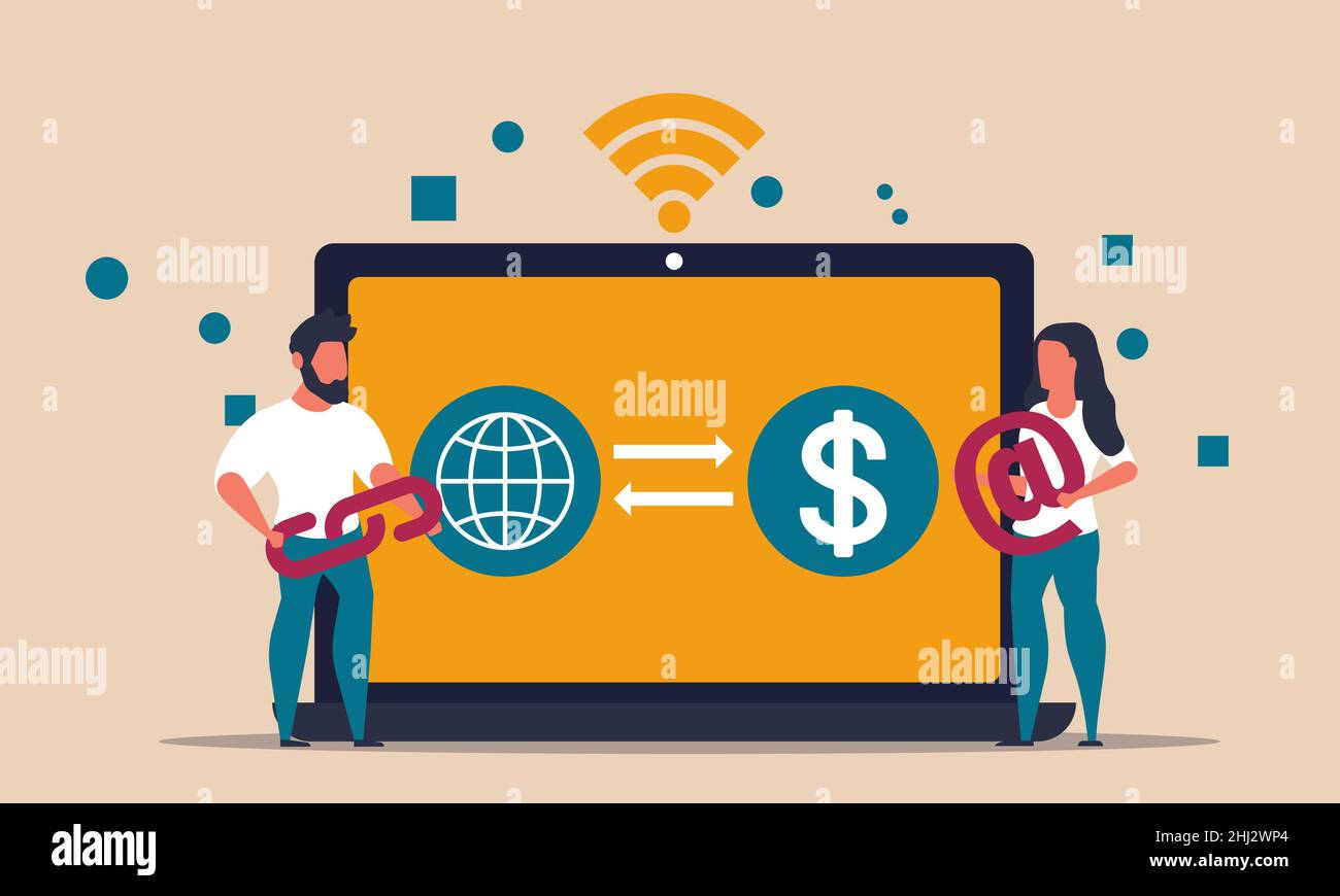 Online business banking and wireless deposit investment with laptop ...