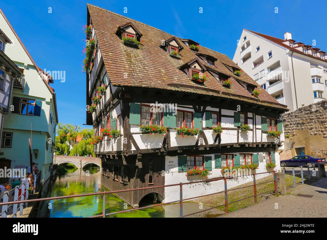 Crooked house in the fishermen's quarter, Gerberviertel, half-timbered ...