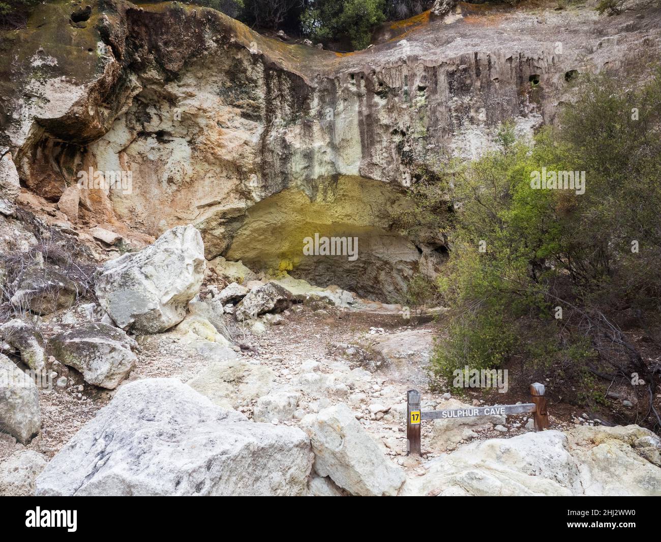 Sulphur Cave, Thermal Spring, Waiotapu, Taupo Volcanic Region, Rotorua ...
