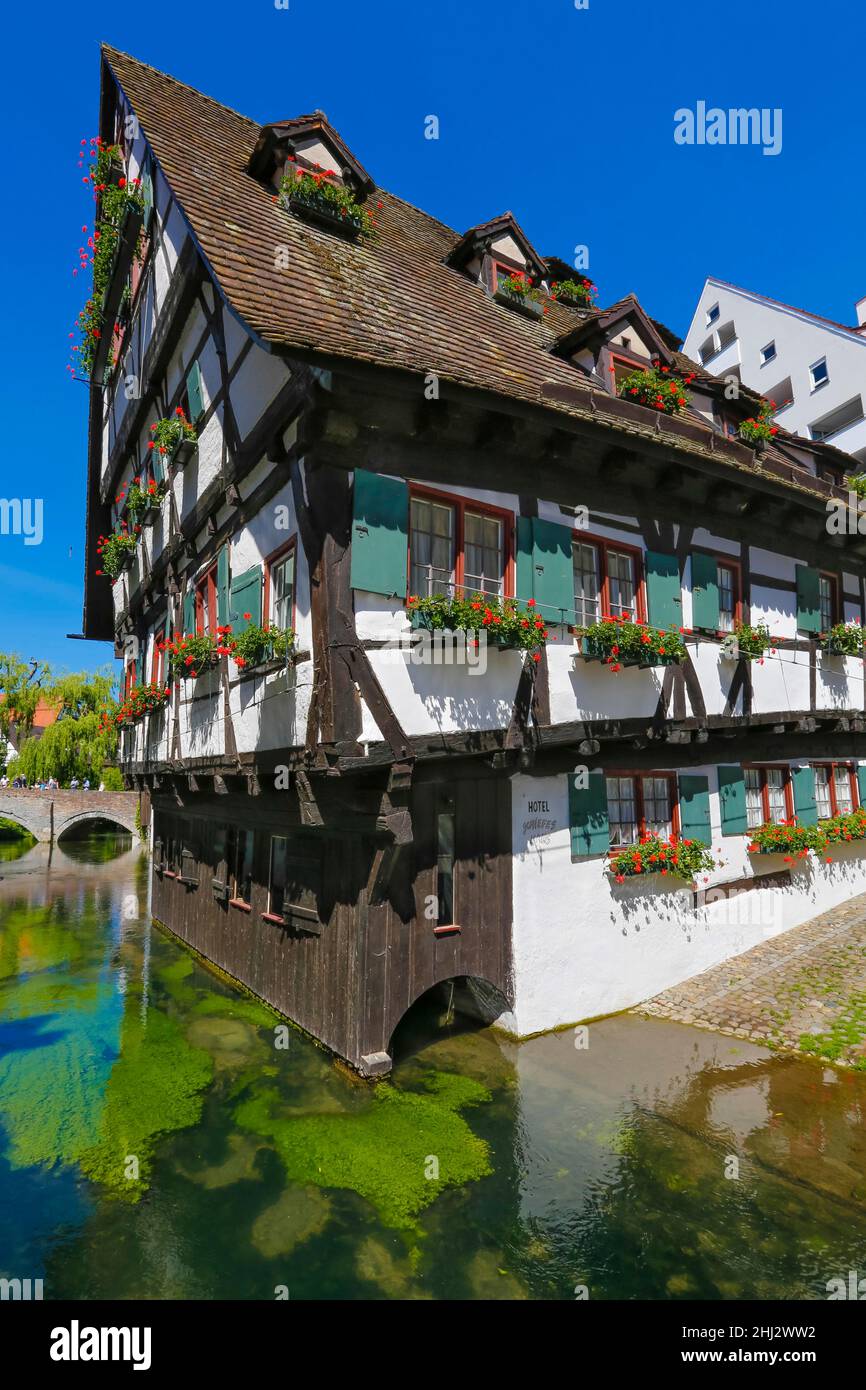 Crooked house in the fishermen's quarter, Gerberviertel, half-timbered ...