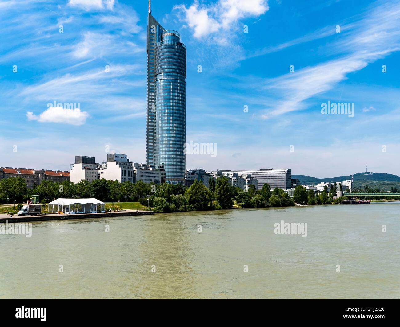 Millennium Tower office tower, Handelskai, Brigittenau, Vienna, Austria ...
