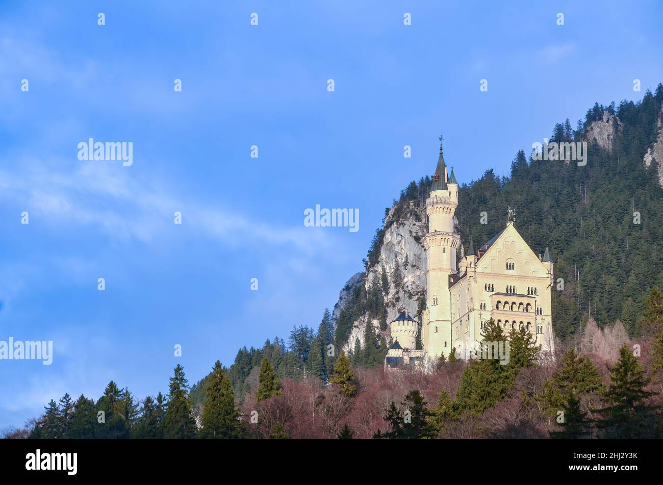 Scenery of a landmark under the German Alps, the New Swan Castle and ...