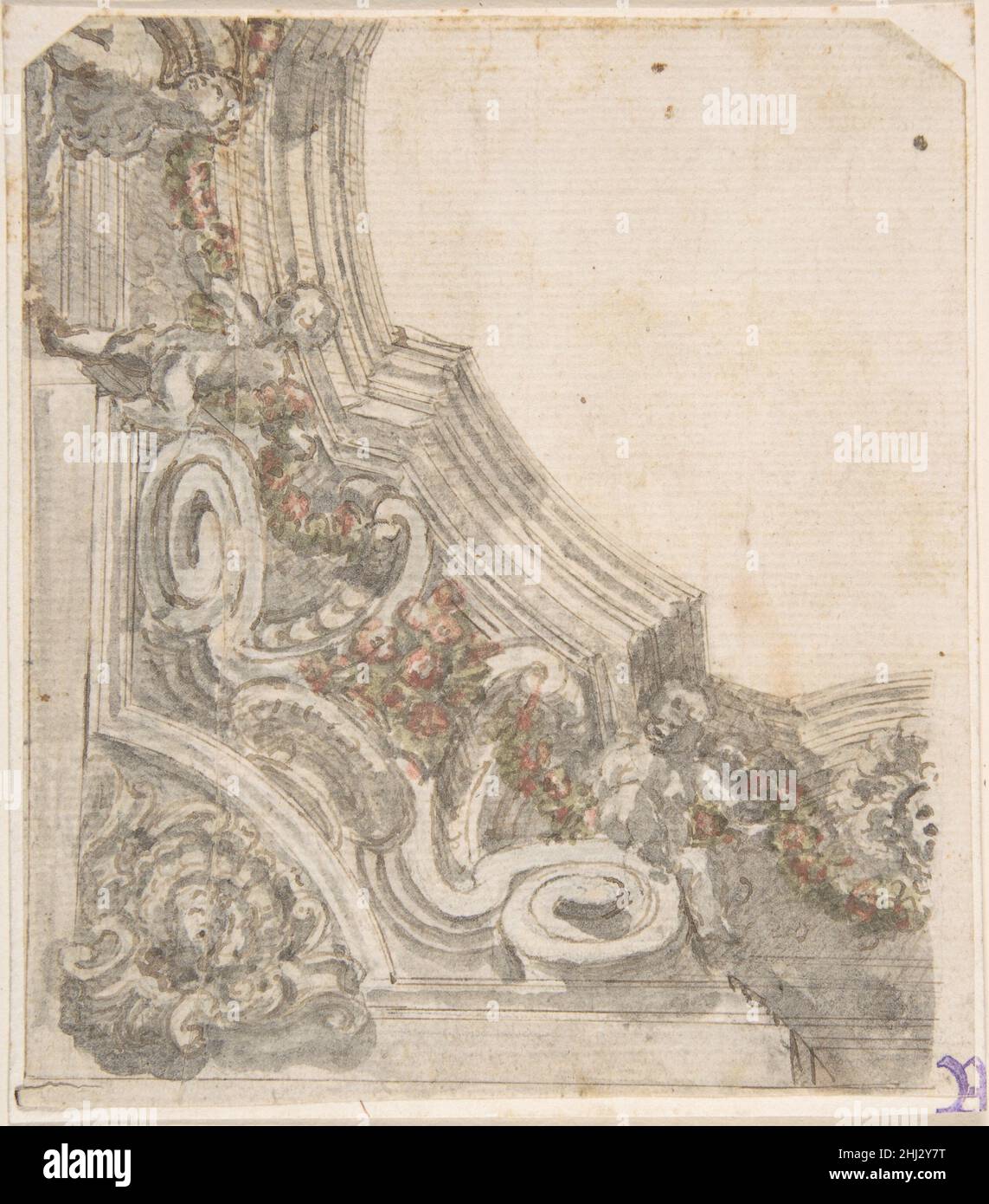 Design for the Decoration of the Corner of a Ceiling 17th century ...