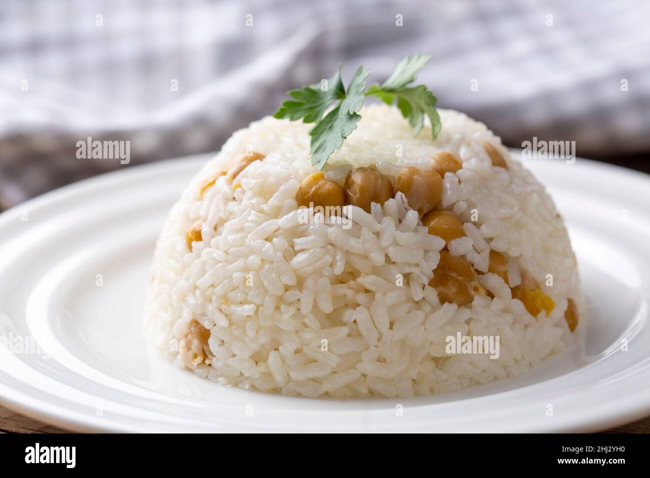 Turkish Rice with chickpea served, Turkish name; Nohutlu pilav or pilaf ...