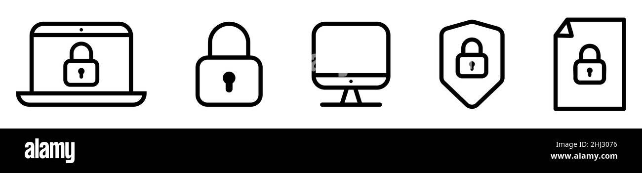Computer security line icon set. Modern outline elements, graphic design concepts. Vector ...