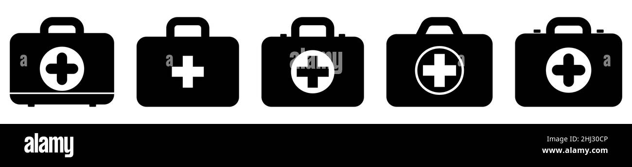 First aid box icon set. Symbol for your website design, logo, app, UI ...