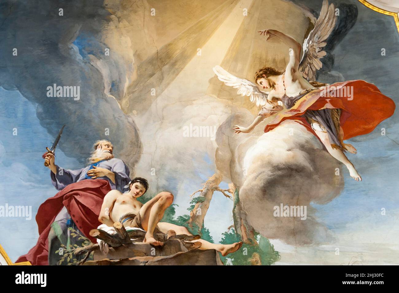 Fresco, ceiling painting, Sacrifice of Isaac by artist Giovanni ...