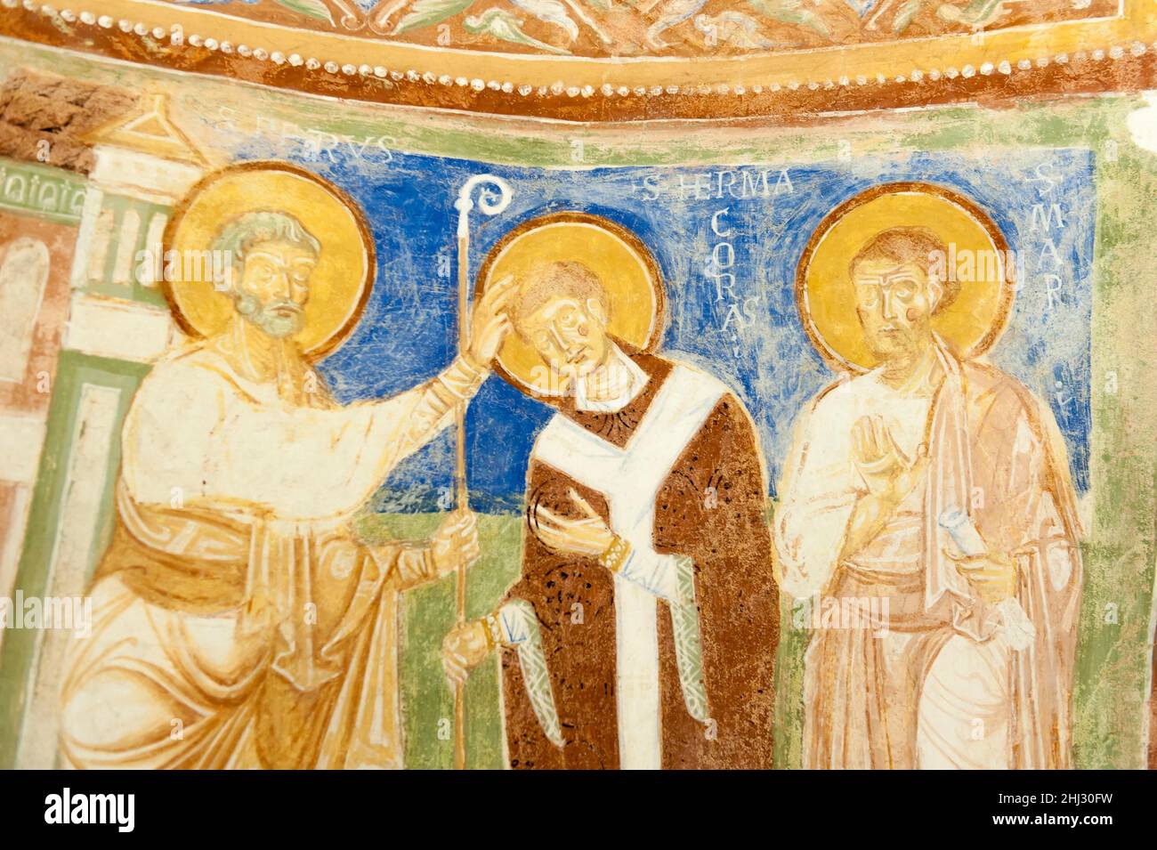 Consecration of Hermagoras as bishop, Simon Peter left, Mark right ...