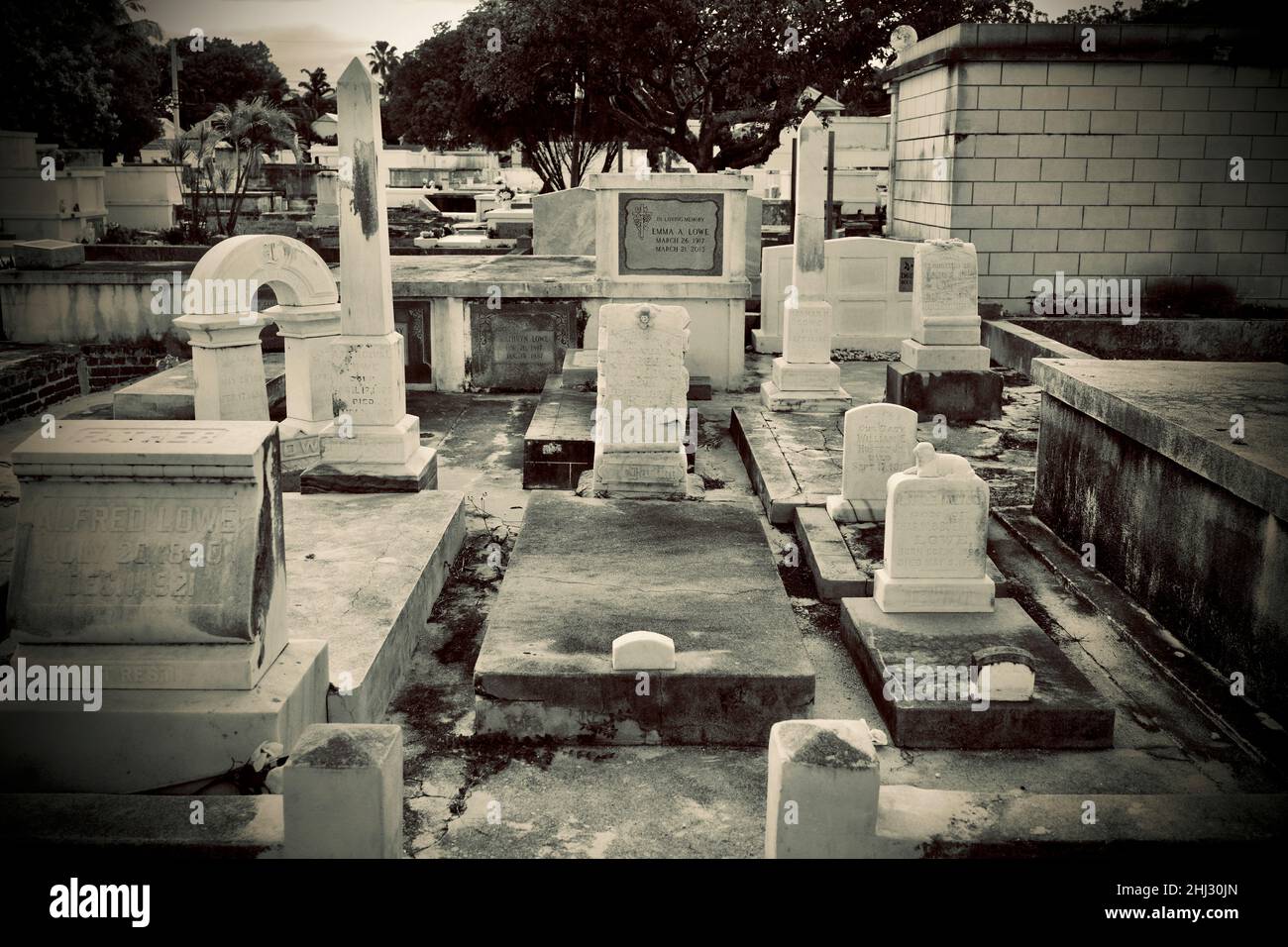 Key West Cemetery in Key West, Florida, FL USA. Island vacation ...