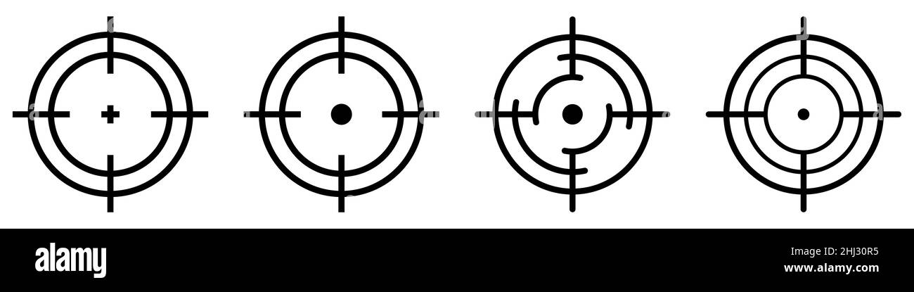 Set of targe destination icon. Target and aim, targeting and aiming ...