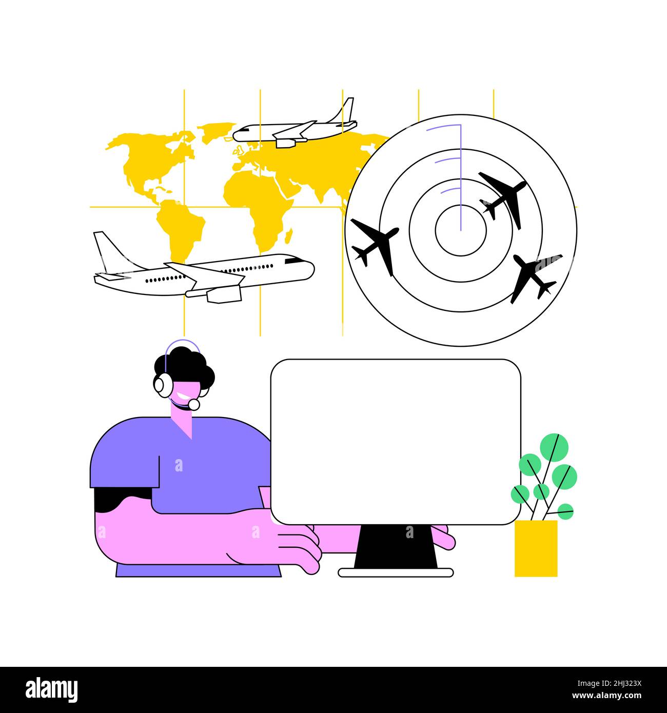 Air traffic control abstract concept vector illustration. Airport ...