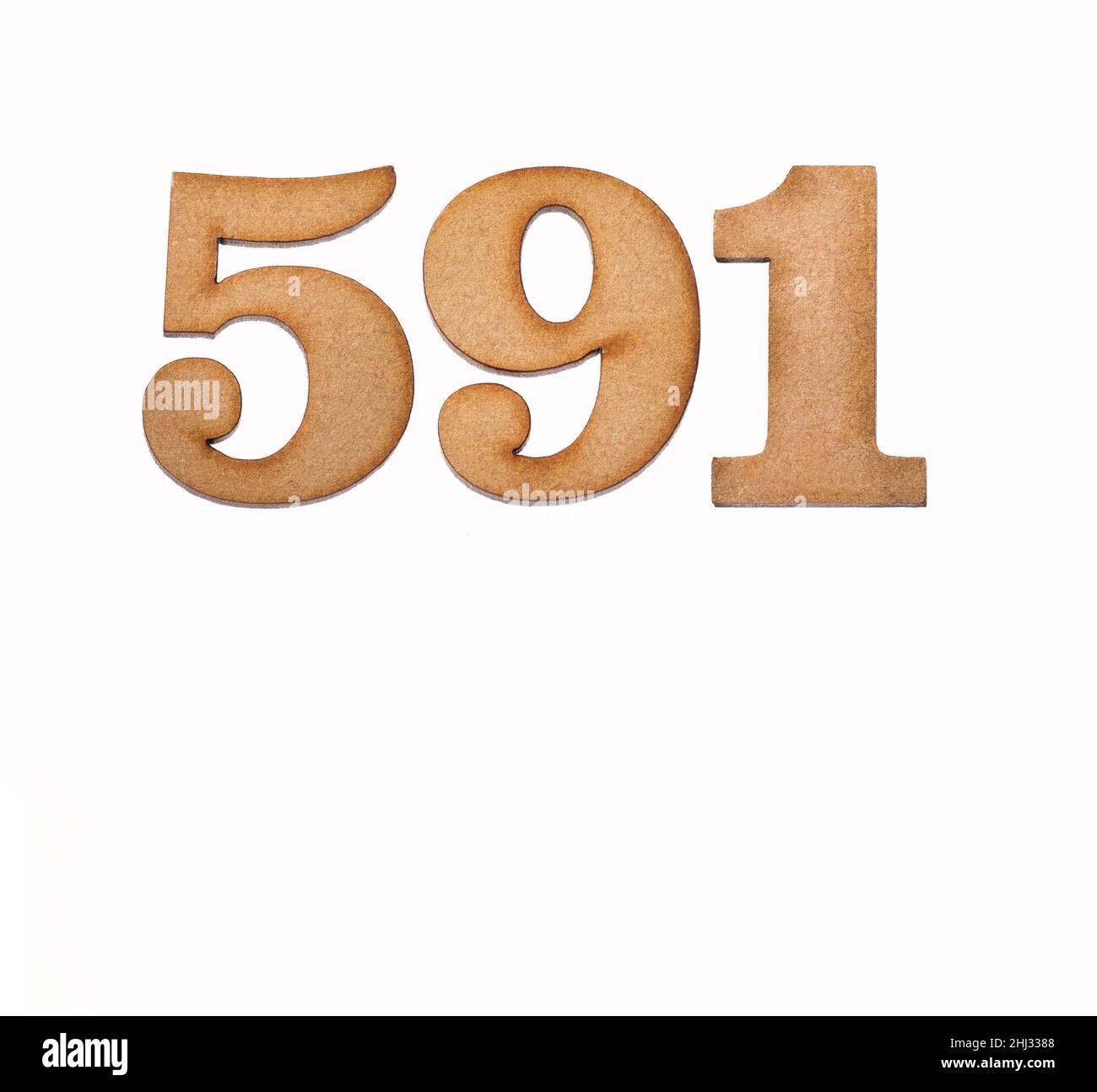 Number 591 in wood, isolated on white background Stock Photo - Alamy
