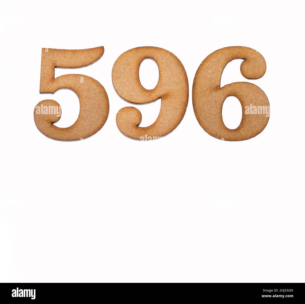 Number 596 - Piece of wood isolated on white background Stock Photo - Alamy