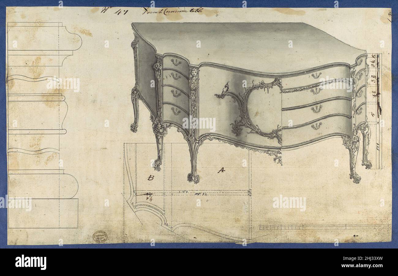 French Commode Table, from Chippendale Drawings, Vol. II 1753 Thomas ...