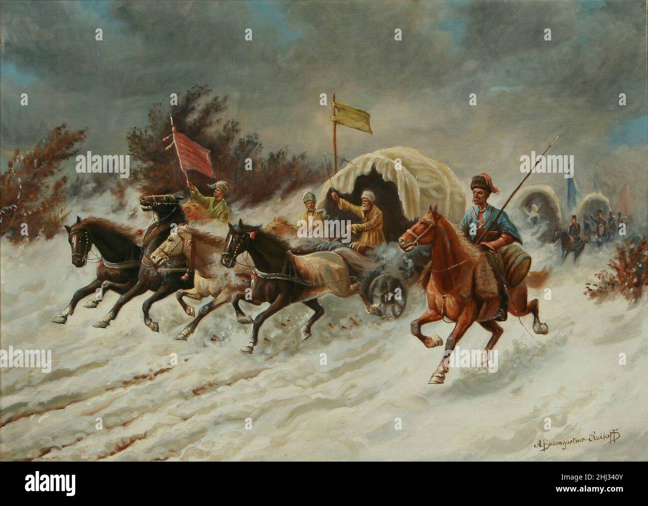 Constantin Stoiloff - Cossacks attacking a caravan Stock Photo - Alamy