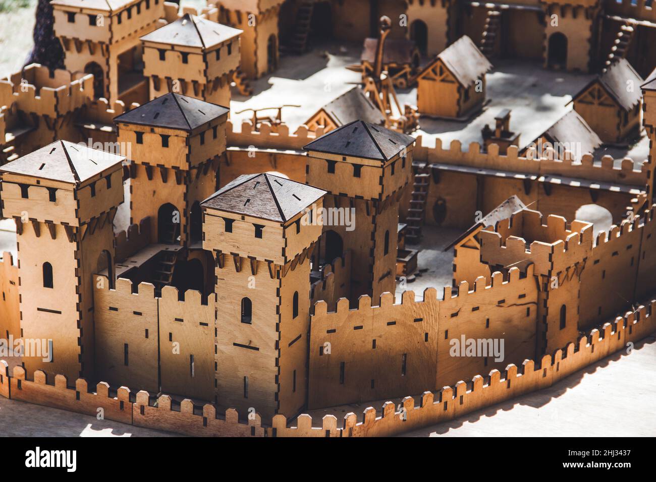 Miniature wooden copy of the old fortress Stock Photo - Alamy
