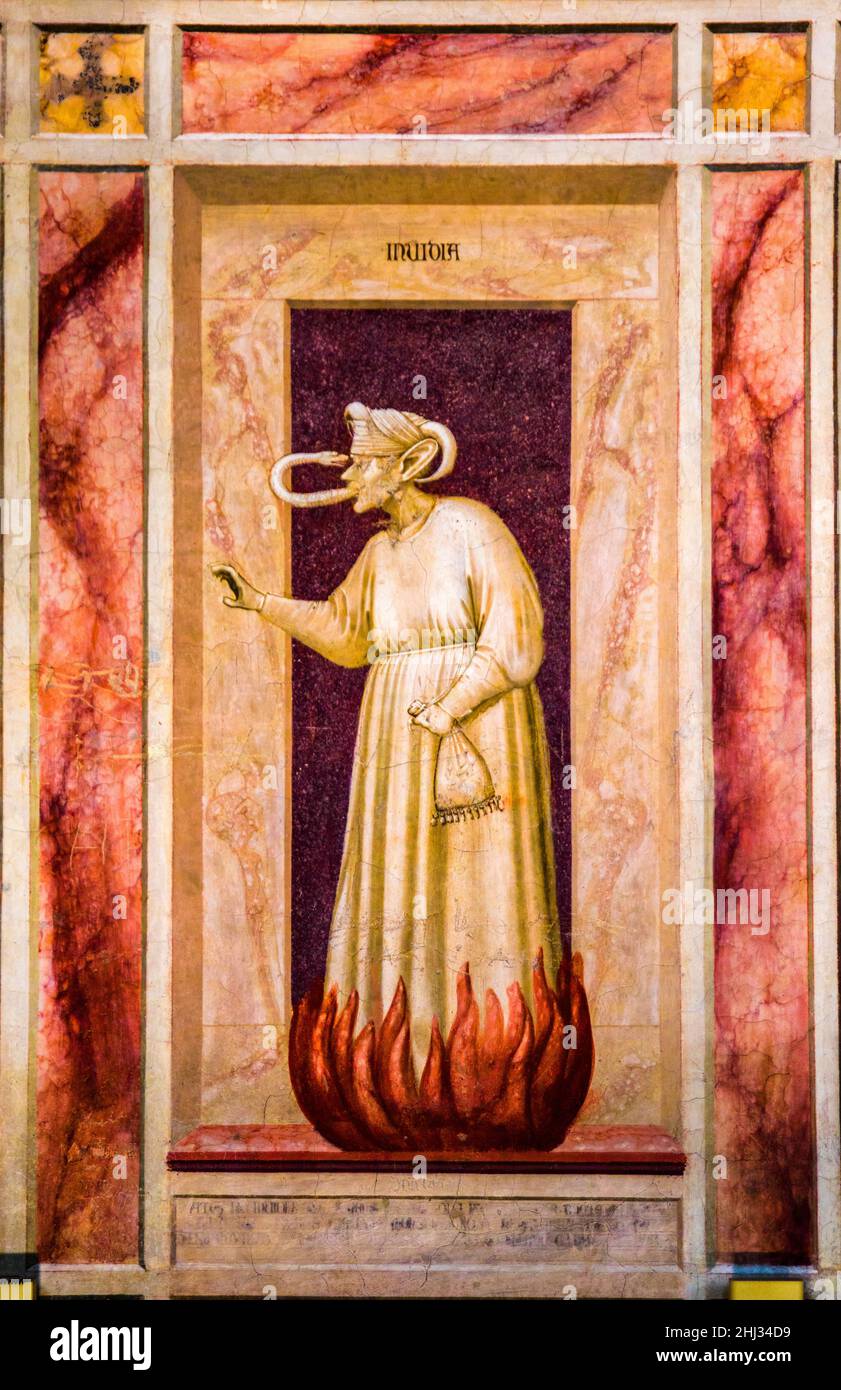 On the side walls, depictions of virtues and vices, Cappella degli ...