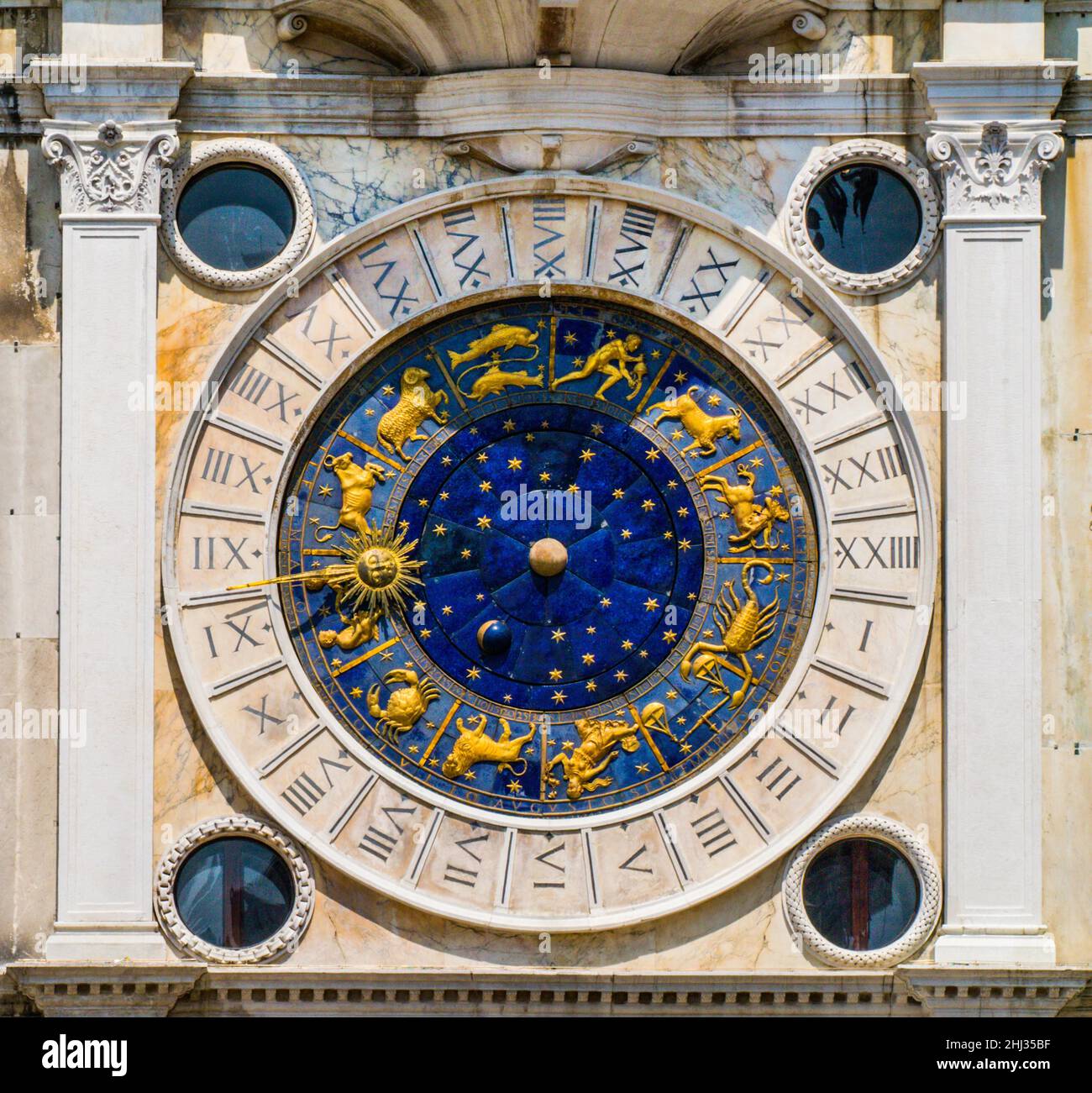 Clock tower by Mauro Codussi, astronomical clock with lapis lazuli dial ...