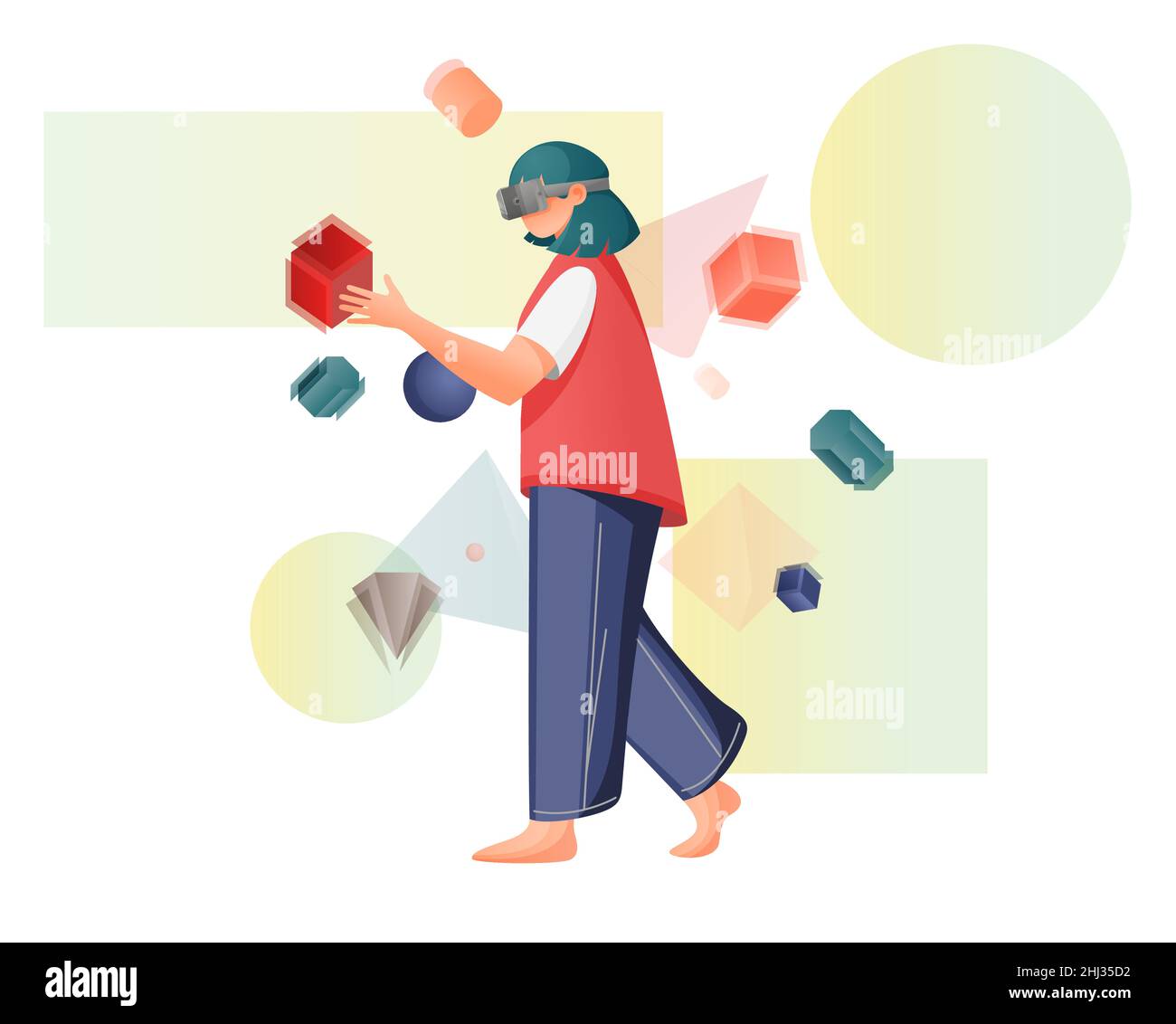 Learning with Virtual Reality System - Illustration as EPS 10 File ...