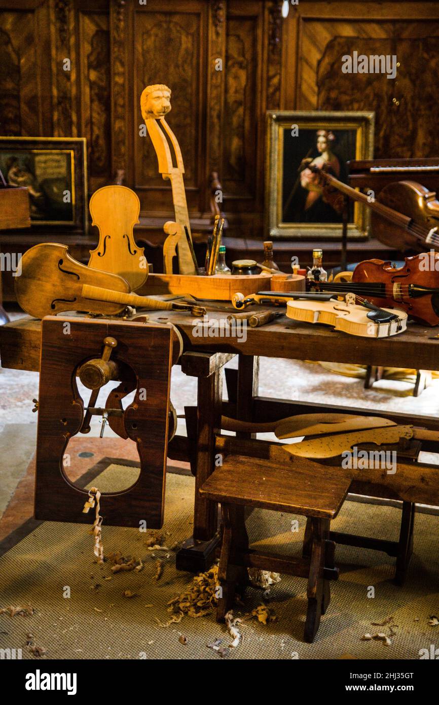 String Instrument Workshop, Museum of Baroque Music, focusing on the ...