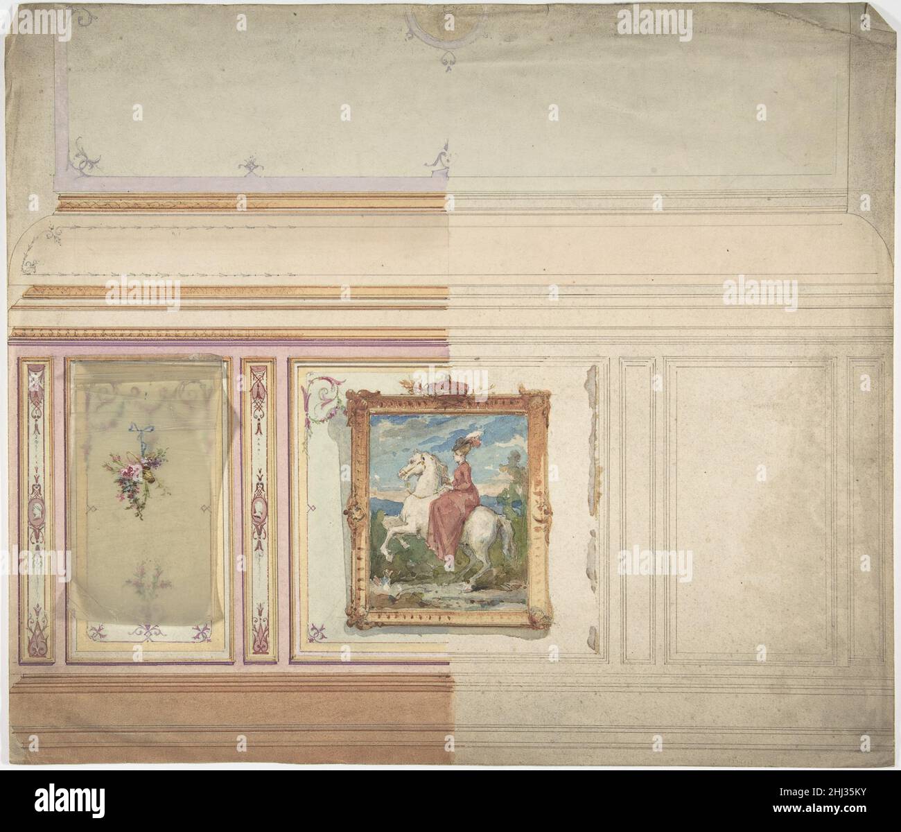 Wall Design including an Equestrienne Portrait 19th century Anonymous ...
