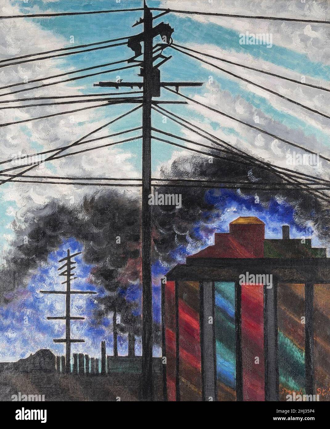 Joseph Stella - Telegraph Poles with Buildings Stock Photo - Alamy